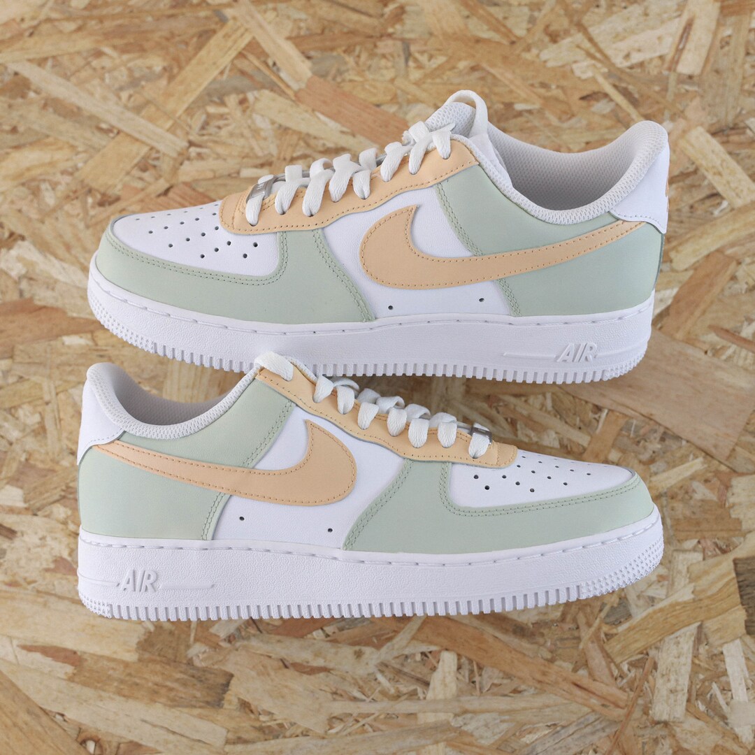 AF1 Custom Air Force 1 Pistachio and Pastel Beige Unisex Sneakers - Etsy