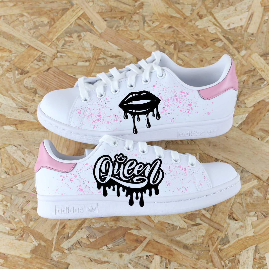 Custom Sneakers Stan Smith Baby Pink Custom Inscription Queen - Splash ...