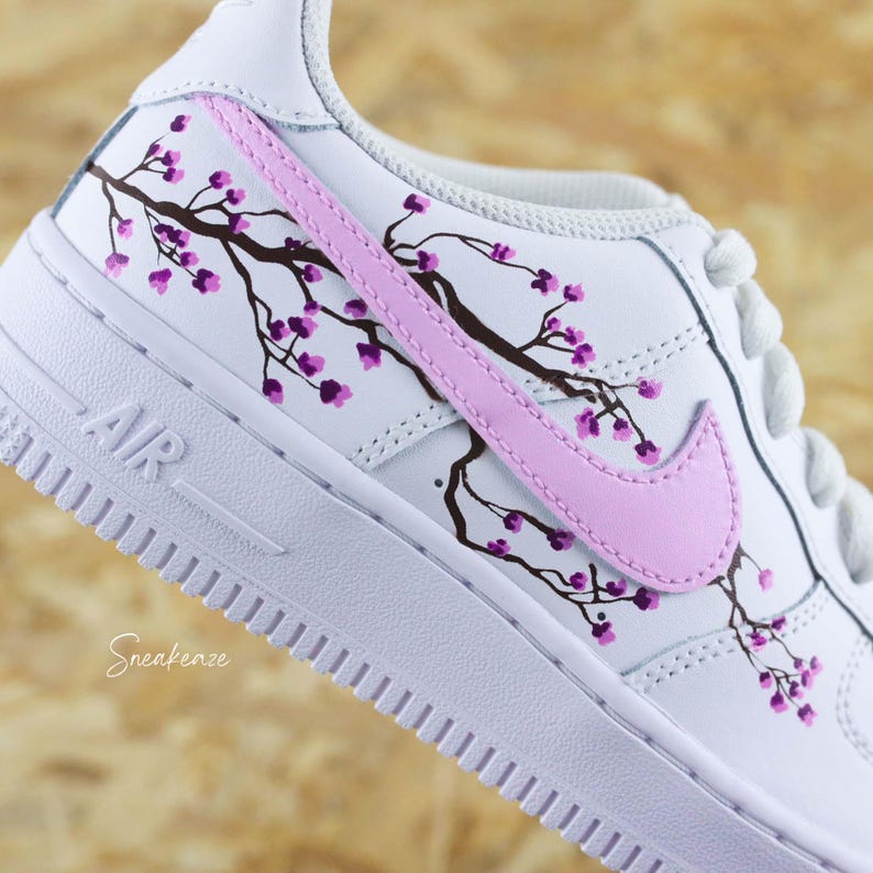Air Force 1 Custom Sakura Cherry Blossom Pastel Lilac Unisex Sneakers ...