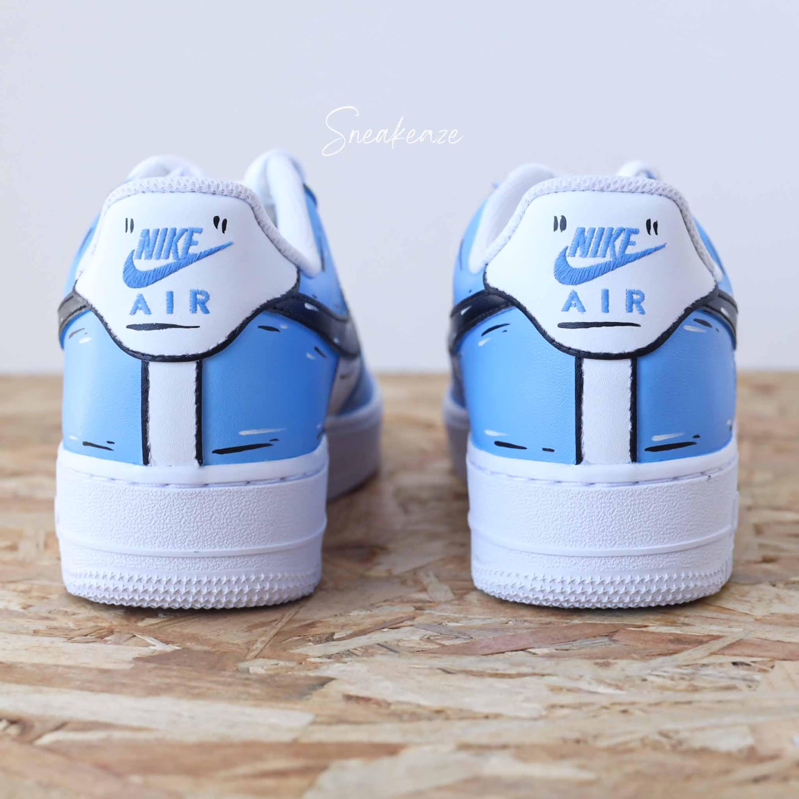 AF1 Custom Air Force 1 Kids and Babies Blue Cartoon Sketch Toddler ...