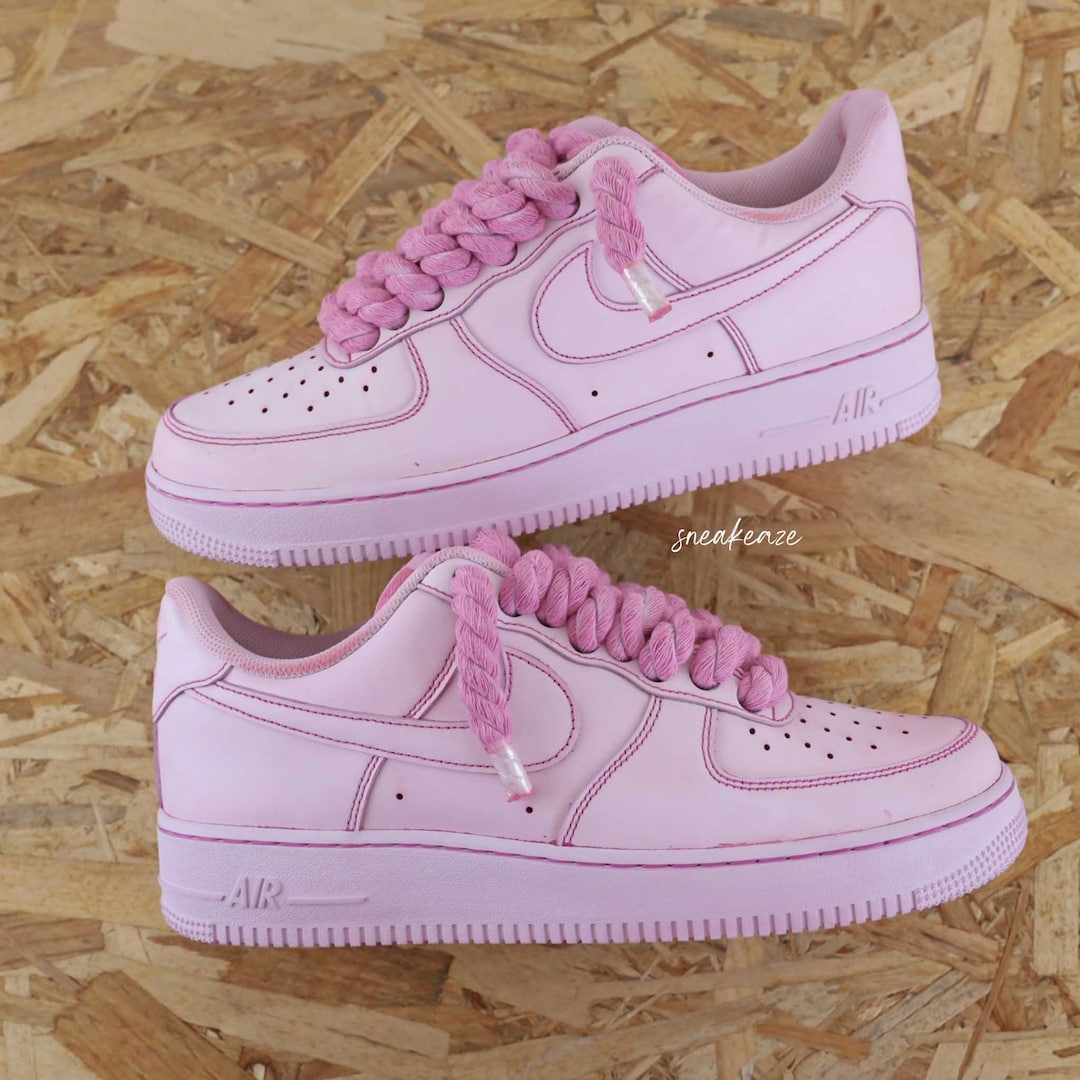 Air Force 1 Custom Rope Laces Full Pink Tie-dye Sneakers - Unisex ...