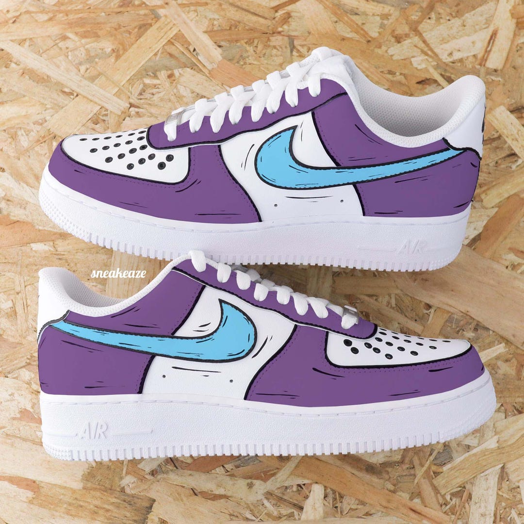Custom AF1 Sneakers Air Force 1 Custom Purple Cartoon Sketch Unisex - Etsy