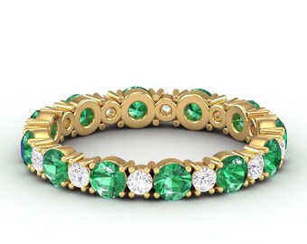Emerald Eternity Ring, Eternity Ring, Minimalist Emerald Band ...