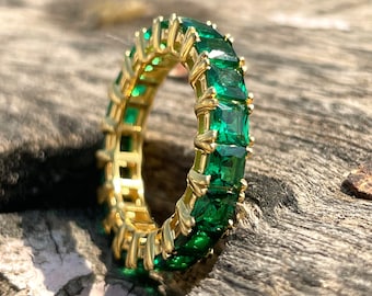 Emerald Eternity Ring, Eternity Ring, Minimalist Emerald Band ...