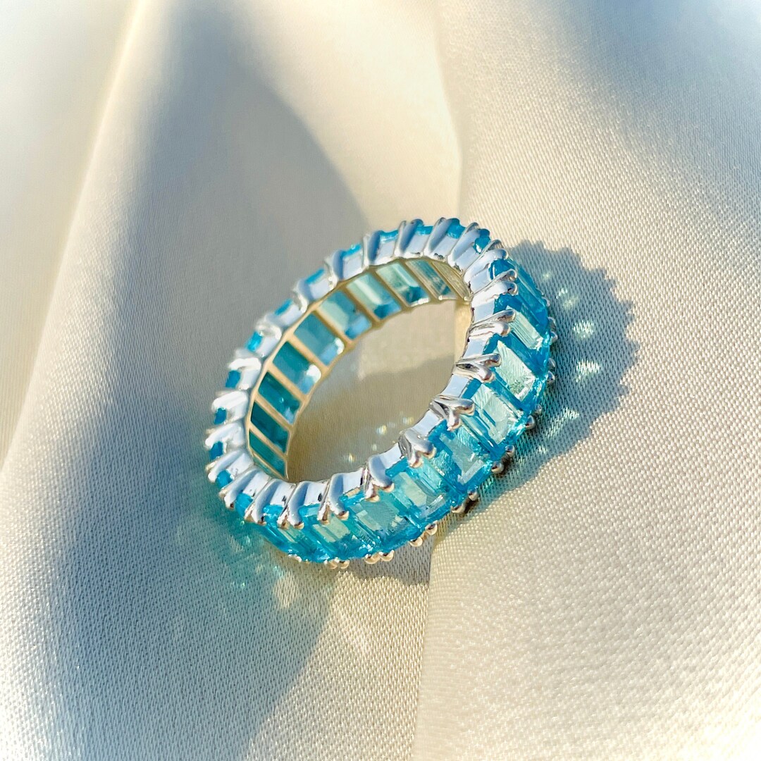 Swiss Blue Topaz Ring, Eternity Ring, Blue Topaz Eternity Band, Full ...