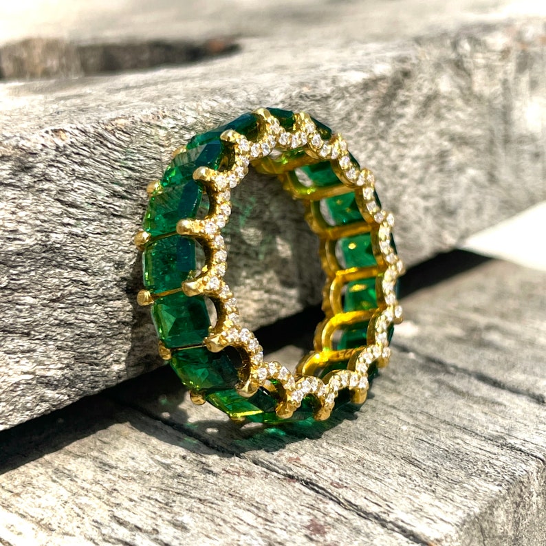 Stacking Emerald Eternity Ring Chunky Emerald Band May - Etsy