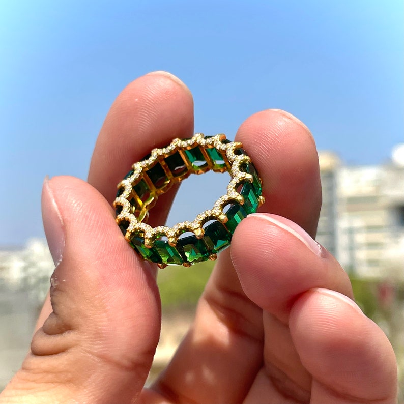 Stacking Emerald Eternity Ring Chunky Emerald Band May - Etsy