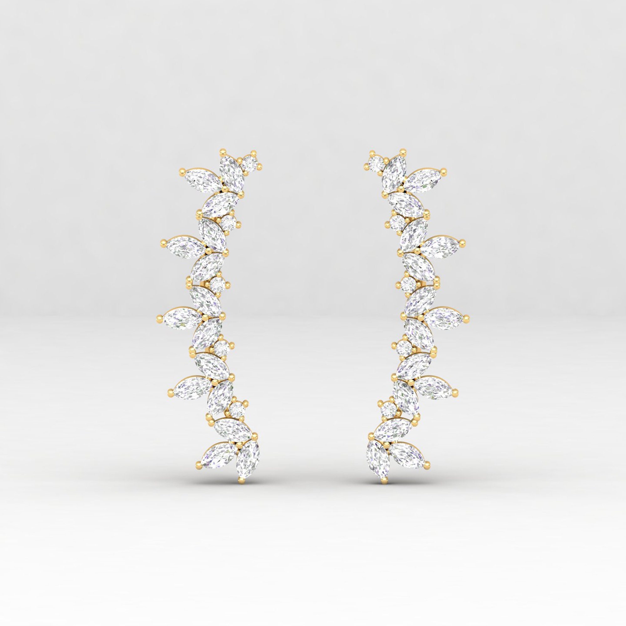 Diamond Curved Helix Earring Diamond Lobe Piercing Marquise | Etsy