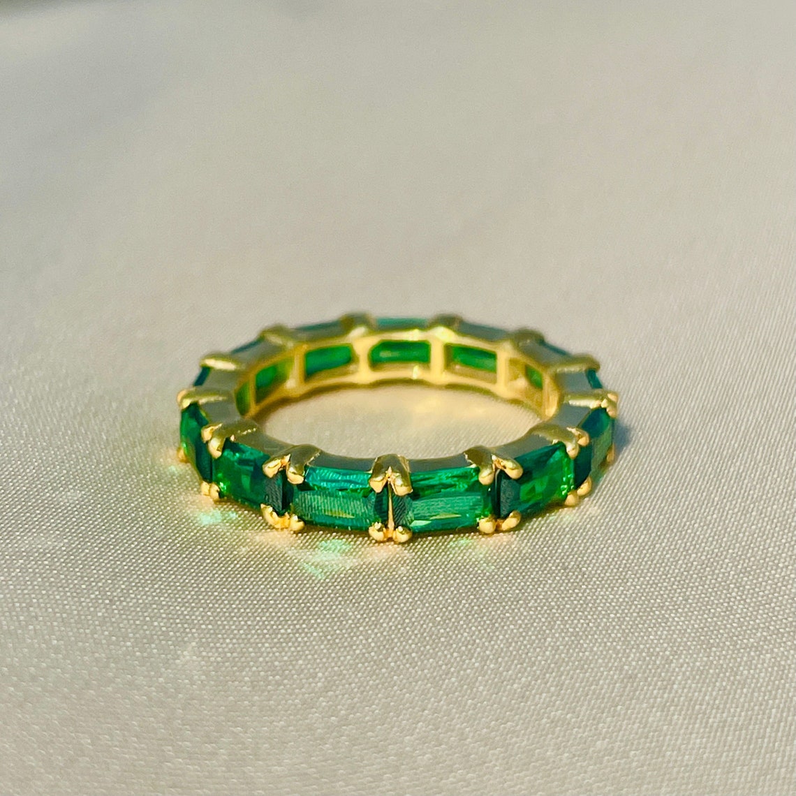 Stacking Emerald Eternity Ring, Emerald Eternity Ring, Emerald Eternity ...