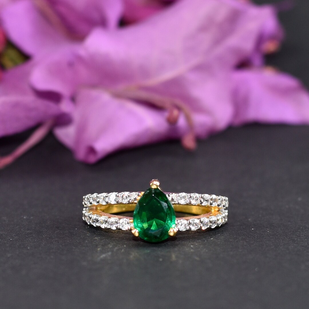 Emerald Engagement Ring, Stacking Emerald Ring, Emerald Ring, Emerald ...