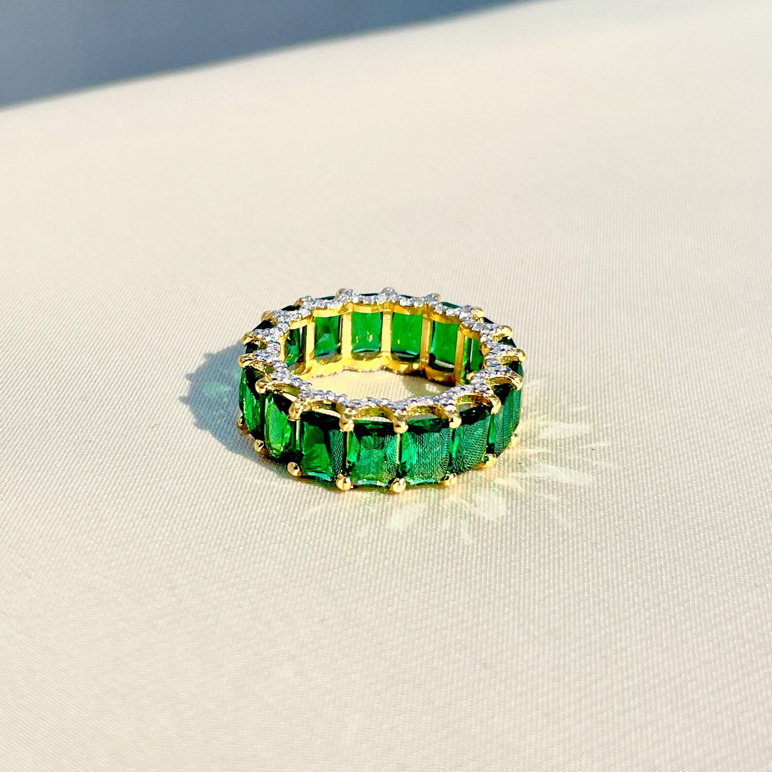 Stacking Emerald Eternity Ring Chunky Emerald Band May - Etsy