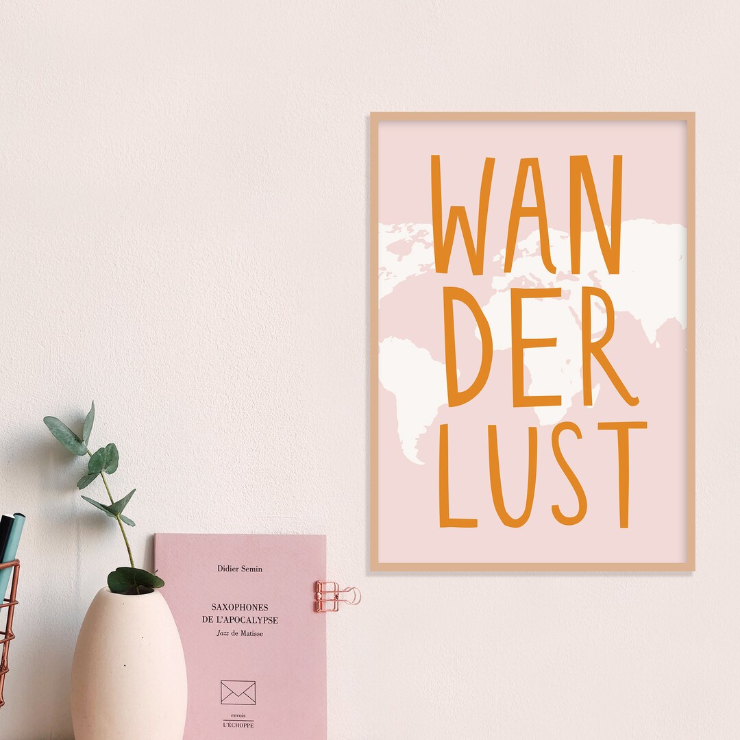 Wanderlust Map Print, Printable Wall Art, Office Wall Art, DIY Print ...