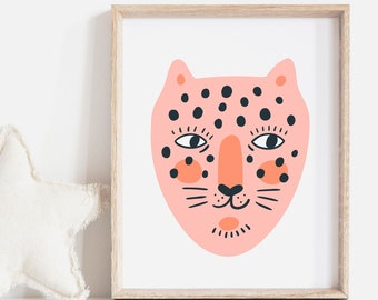Pink Kitty Cat Wall Print Girls Room Nursery Print Kids - Etsy Australia