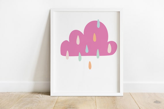 Pink Cloud Print Printable Wall Art Cloud Nursery Decor Kids Room Decor ...