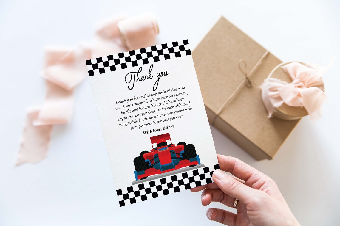 Editable Race Car Thank You Card Too Fast Too Curious Thank - Etsy