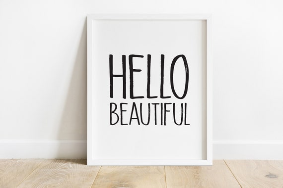 Hello Beautiful Print Printable Wall Art Nursery Decor Kids Room Decor ...