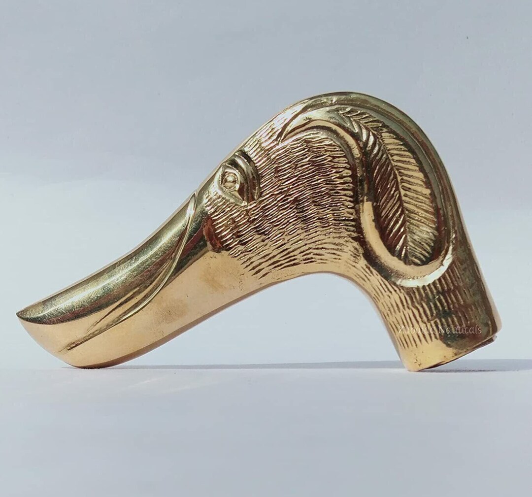 Golden-handmade Dog Head Shaped Brass Walking Stick Handle - Etsy