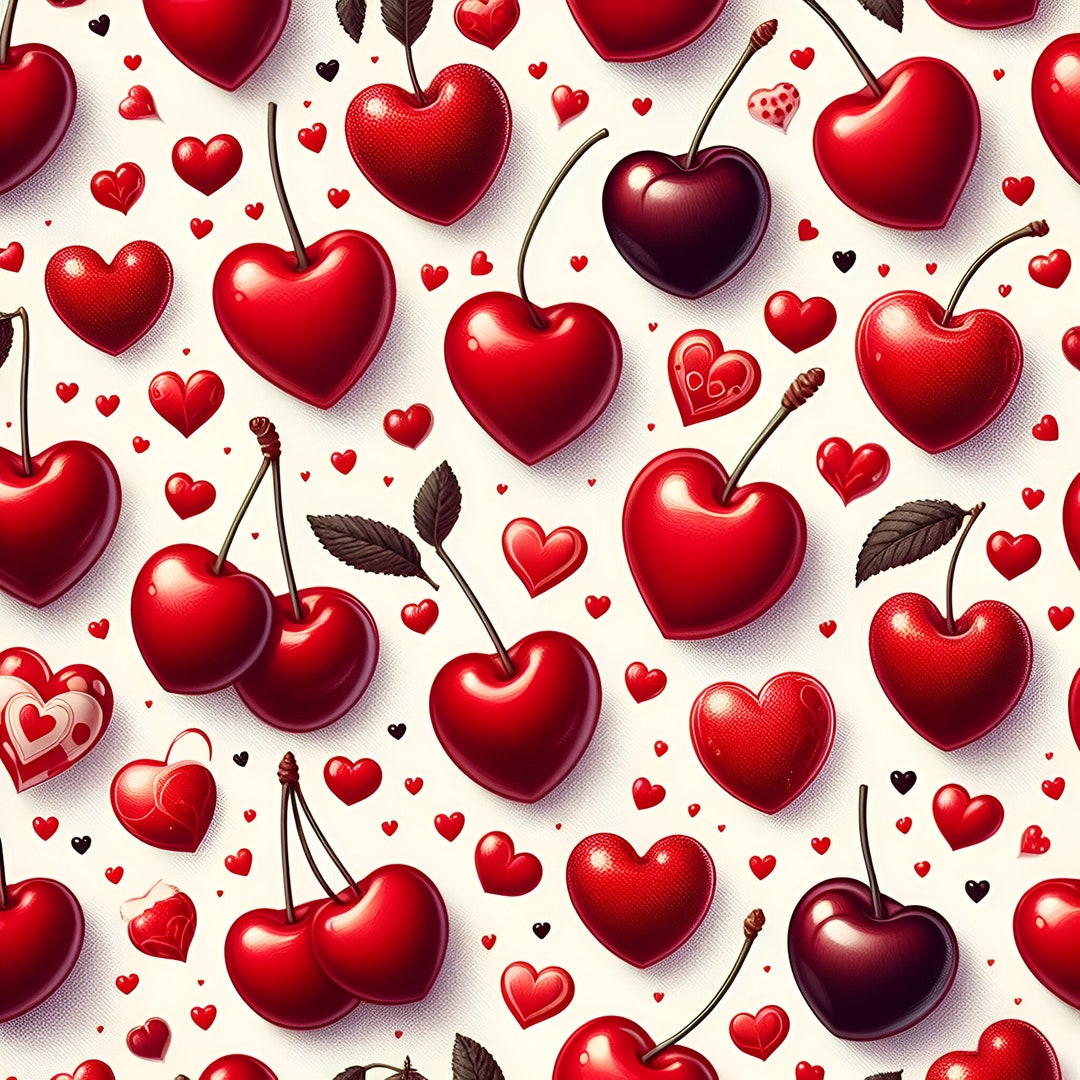Cherry Hearts Pattern SVG/JPG/PNG - Etsy