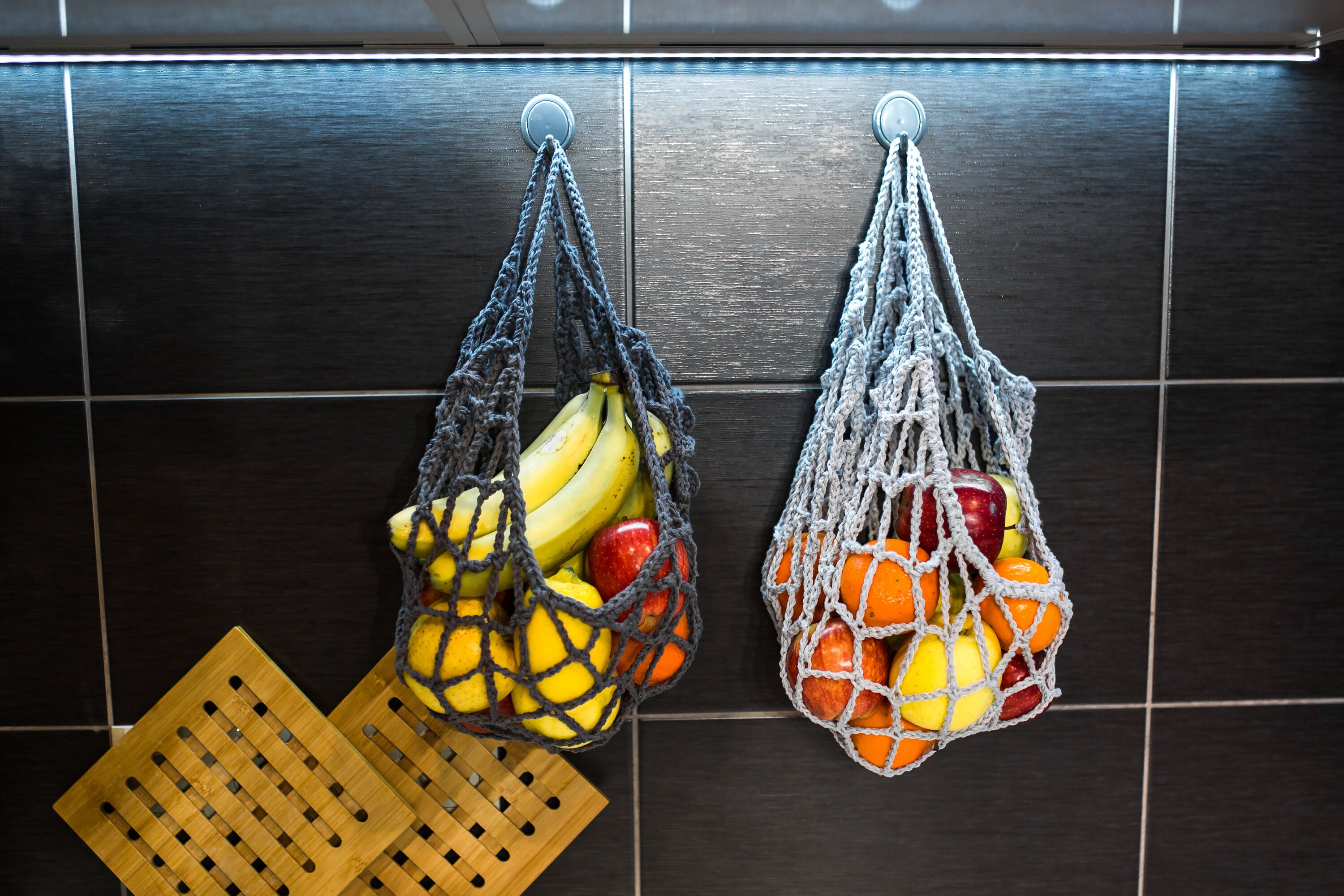 Crochet fruit mesh bag Fruit hammock vegetable storage eco | Etsy