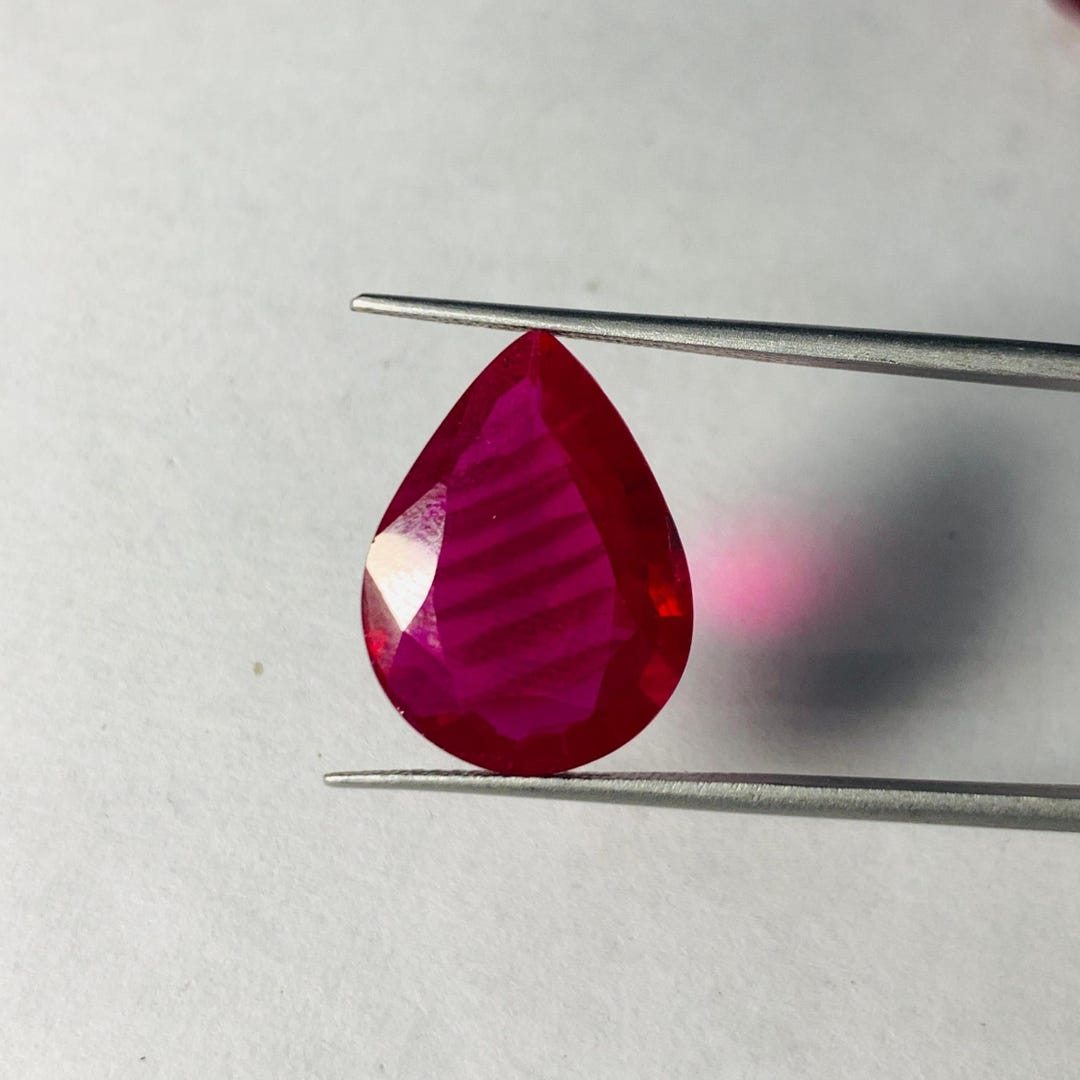 Pink Ruby Pear Cut Gemstone Egg Shape Faceted Ruby Gem Multiple Sizes ...