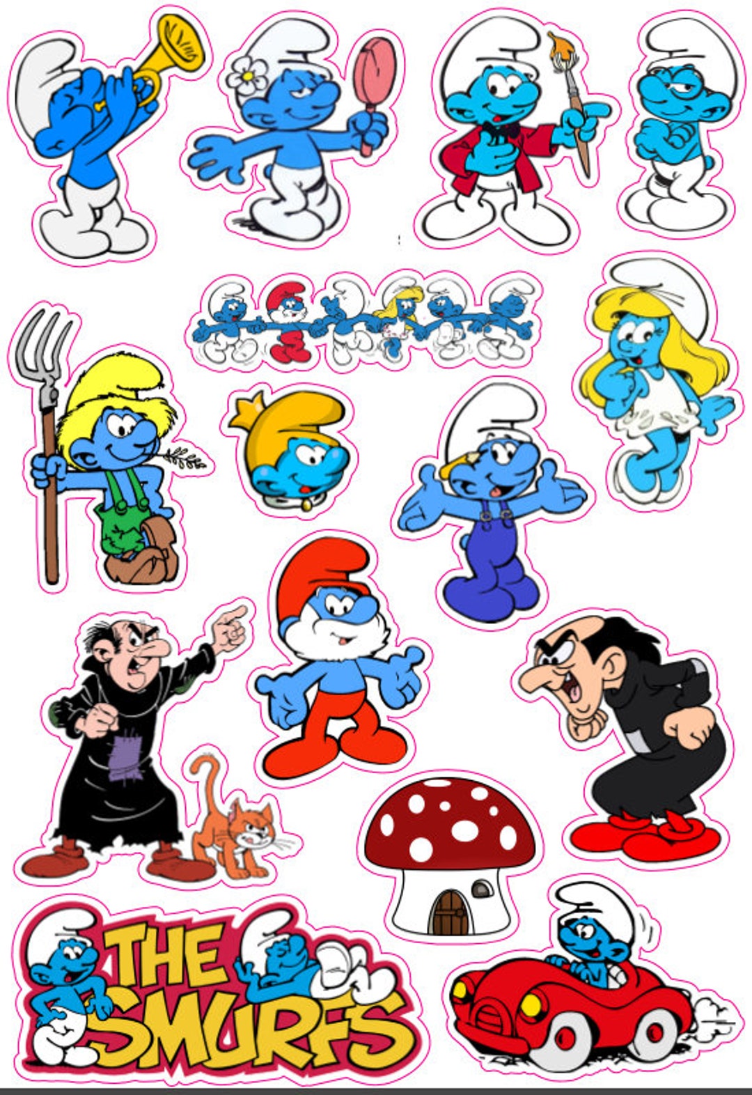 Smurfs 15 Stickers Decals Set Stickers Pack Waterproof Stickers - Etsy