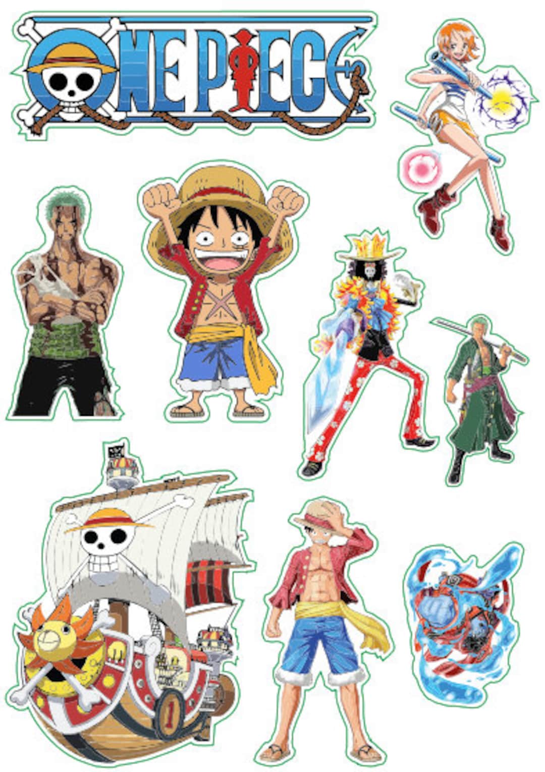 One Piece 9 Stickers Decals Set Stickers Pack Waterproof Stickers - Etsy