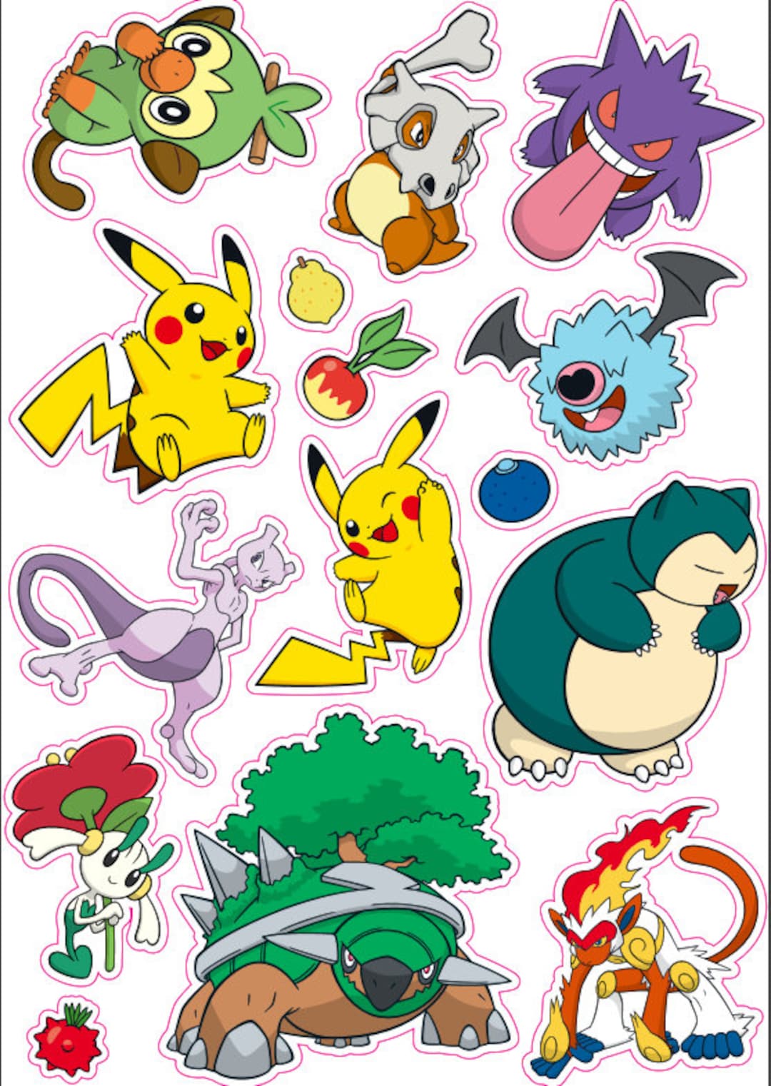 Pokemon 15 Stickers Gengar Picachu Decals Set Stickers Pack Waterproof ...