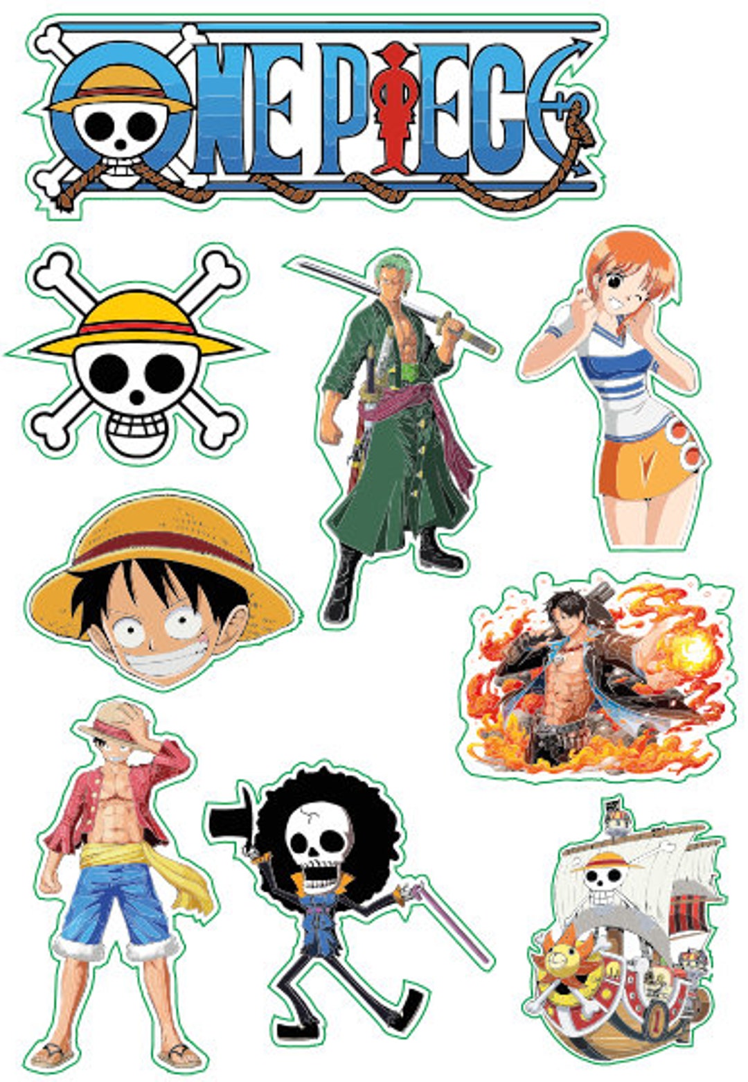 One Piece 9 Stickers Decals Set Stickers Pack Waterproof Stickers - Etsy