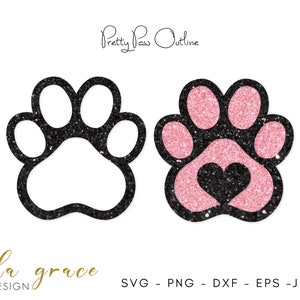 Paw Print SVG, Paw Tracks Cat Print SVG Cut File, Dog Paw Template ...