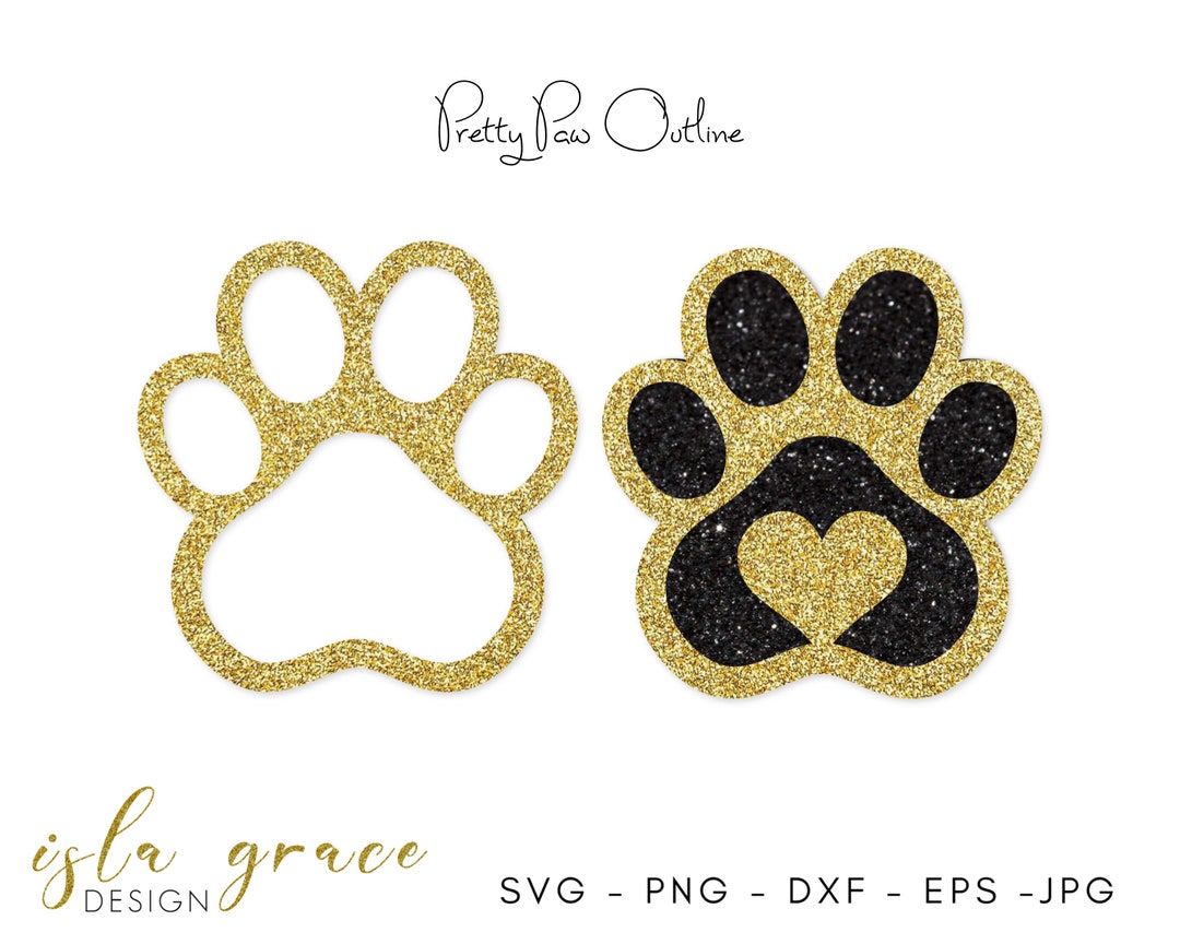 Paw Print SVG, Paw Tracks Cat Print SVG Cut File, Dog Paw Template ...