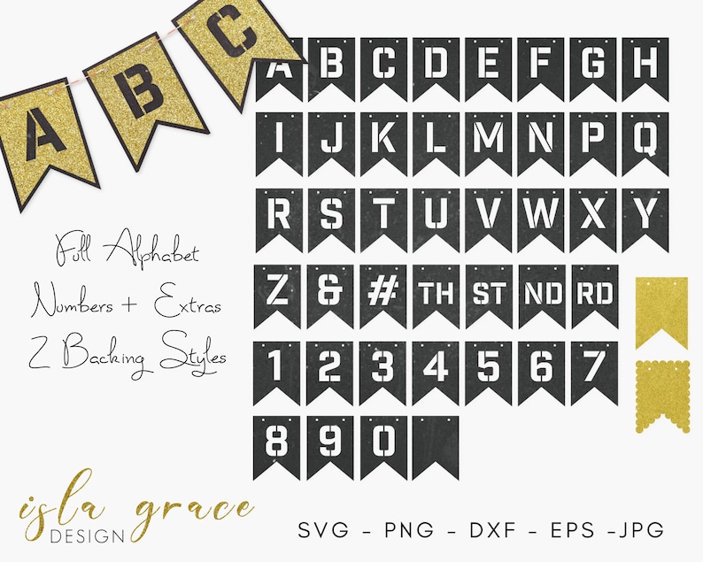 Banner SVG Alphabet Bunting SVG Letter Banners SVG Pennant - Etsy