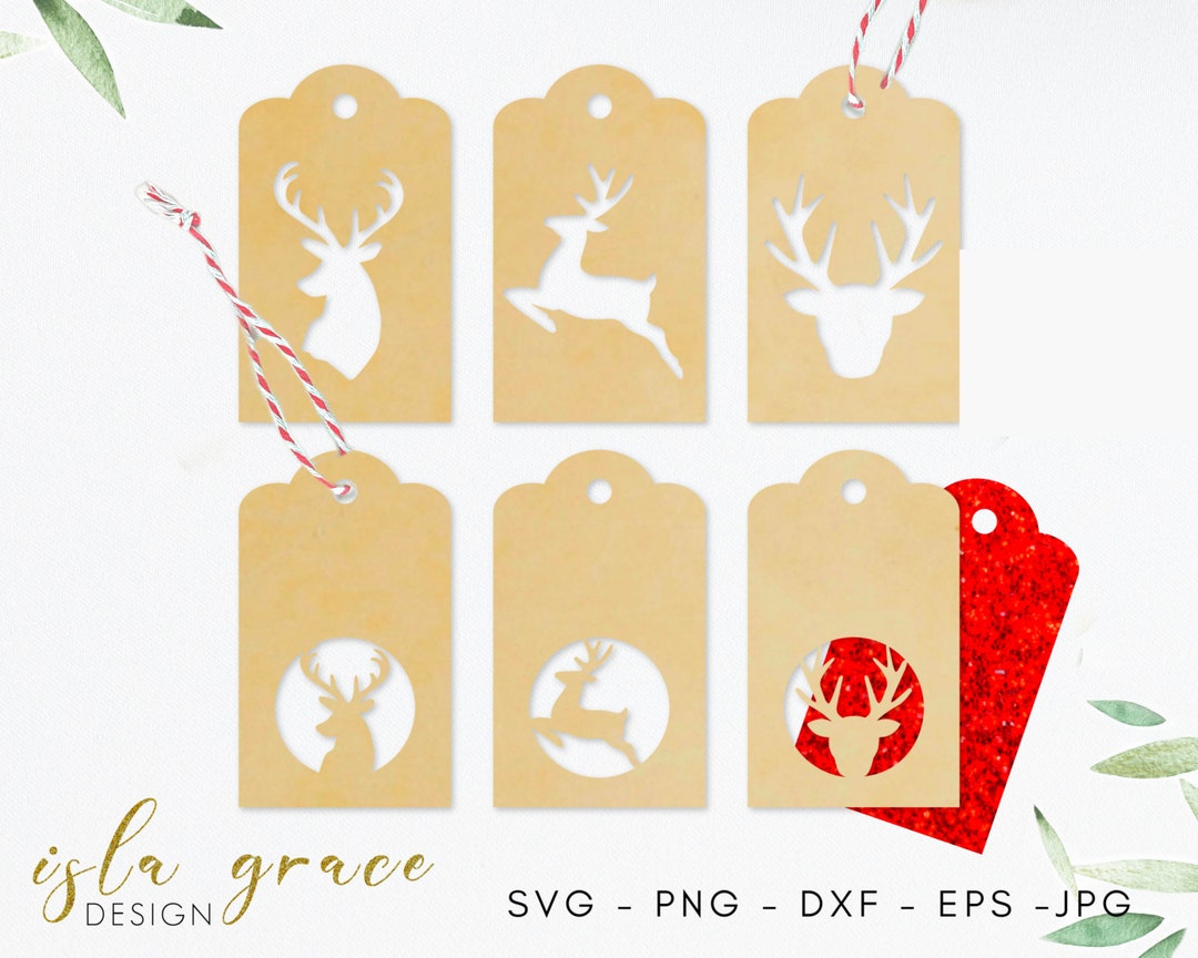 Reindeer Christmas Tags SVG, Christmas Deer Swing Tags Template ...