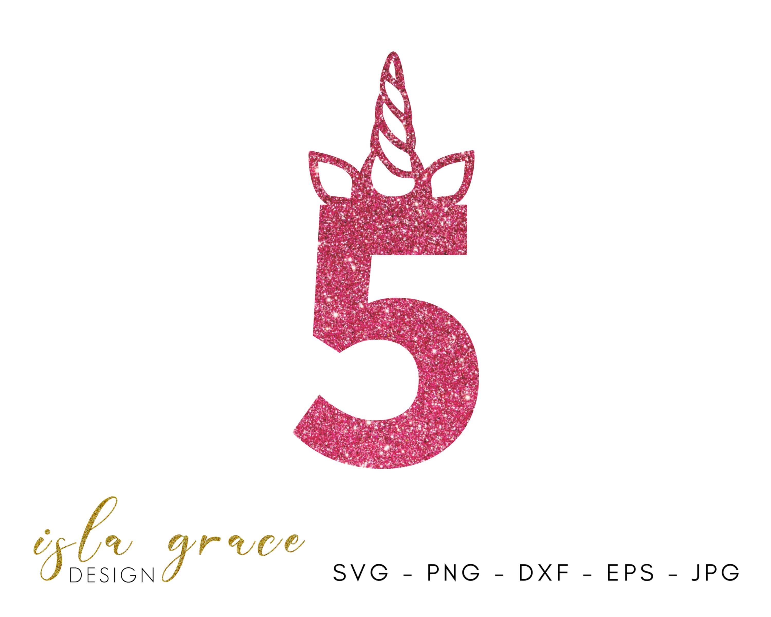 5th Birthday Unicorn Horn SVG 5th Topper 5th Decal Unicorn - Etsy