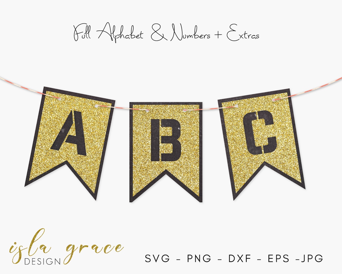 Banner SVG Alphabet Bunting SVG Letter Banners SVG Pennant - Etsy