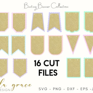 Banners SVG Pennant Bunting SVG Template Cut File, Curved SVG ...