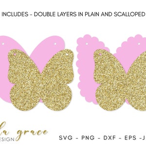 Butterfly Banners SVG Pennant Bunting SVG Template Cut File, Butterfly ...