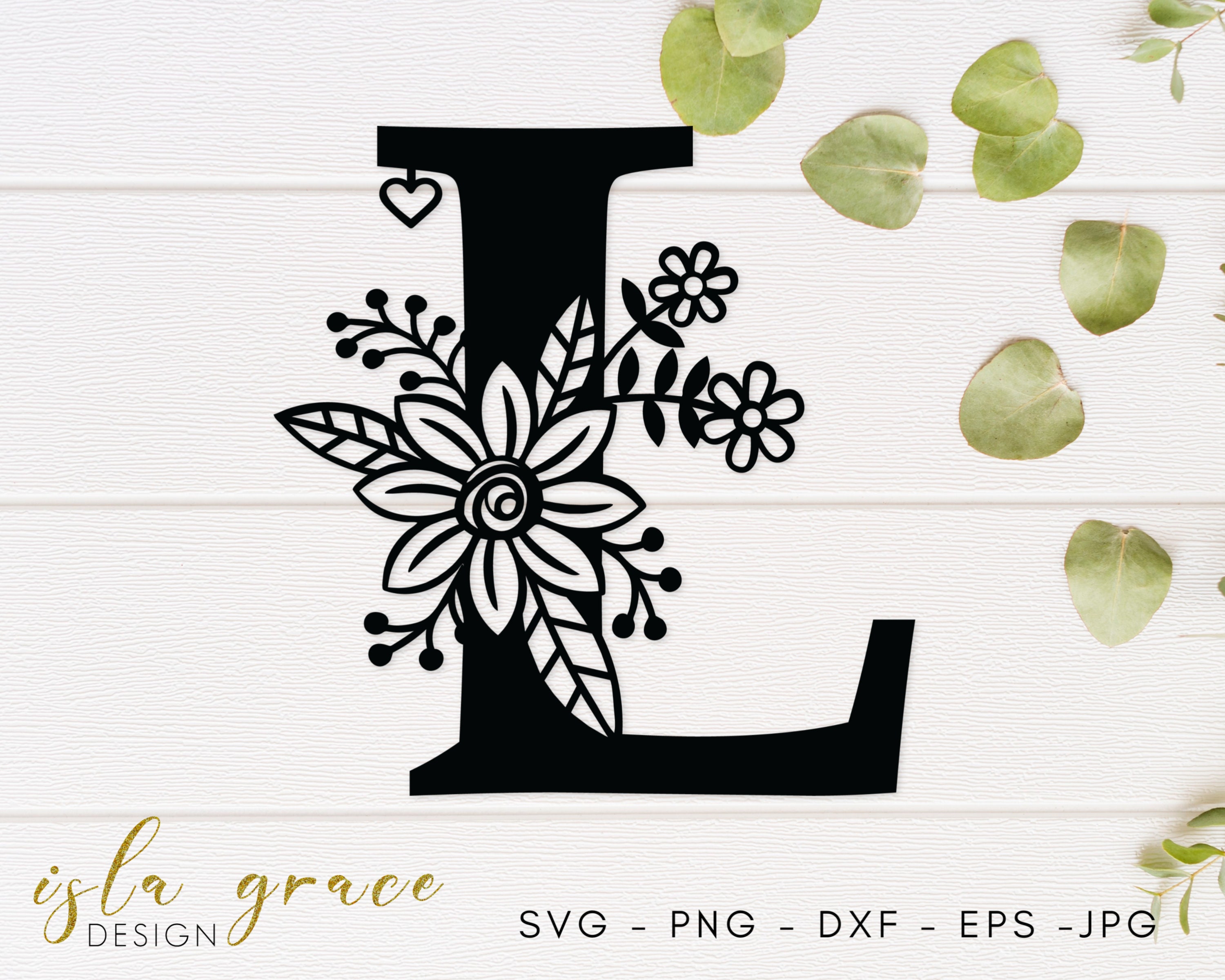 L Floral Alphabet SVG Flower Wedding Monogram Cut File | Etsy