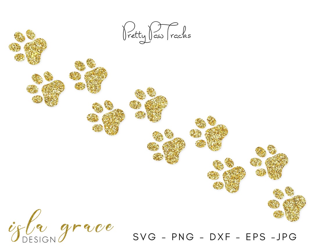 Paw Print SVG, Paw Tracks Cat Print SVG Cut File, Dog Paw Template ...