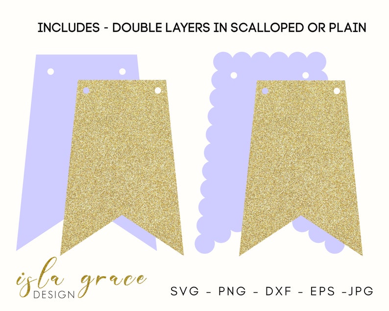 Banners SVG Pennant Bunting SVG Template Cut File Curved | Etsy