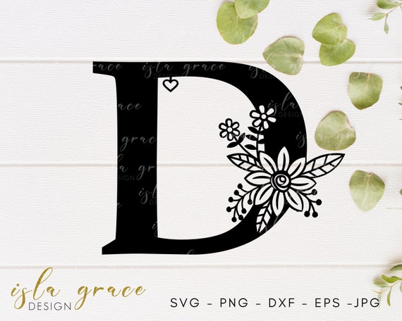 Floral Letter D Svg Monogram Letter Svg Decorative Initial, 48% OFF