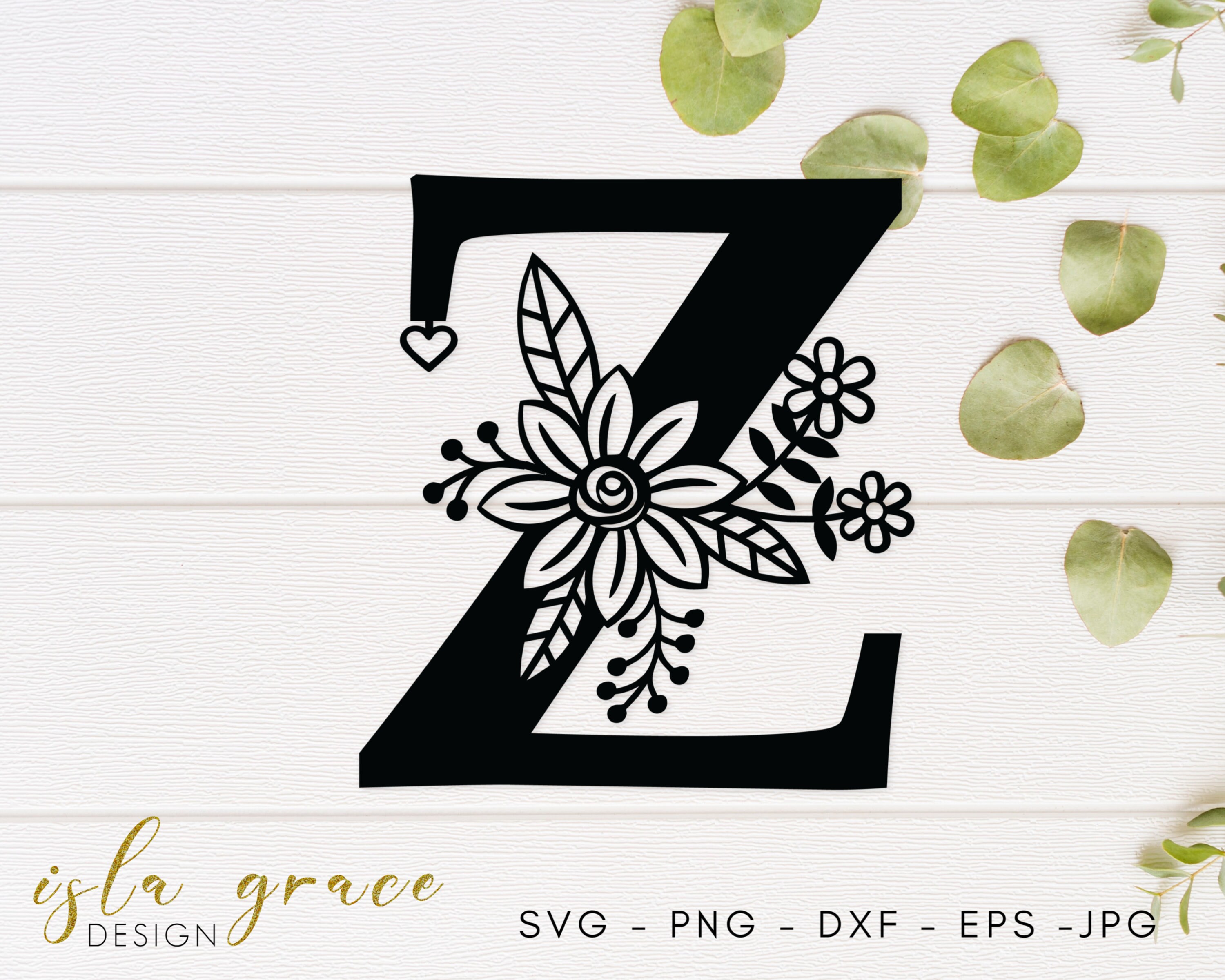 Z Floral Alphabet SVG Flower Wedding Monogram Cut File | Etsy