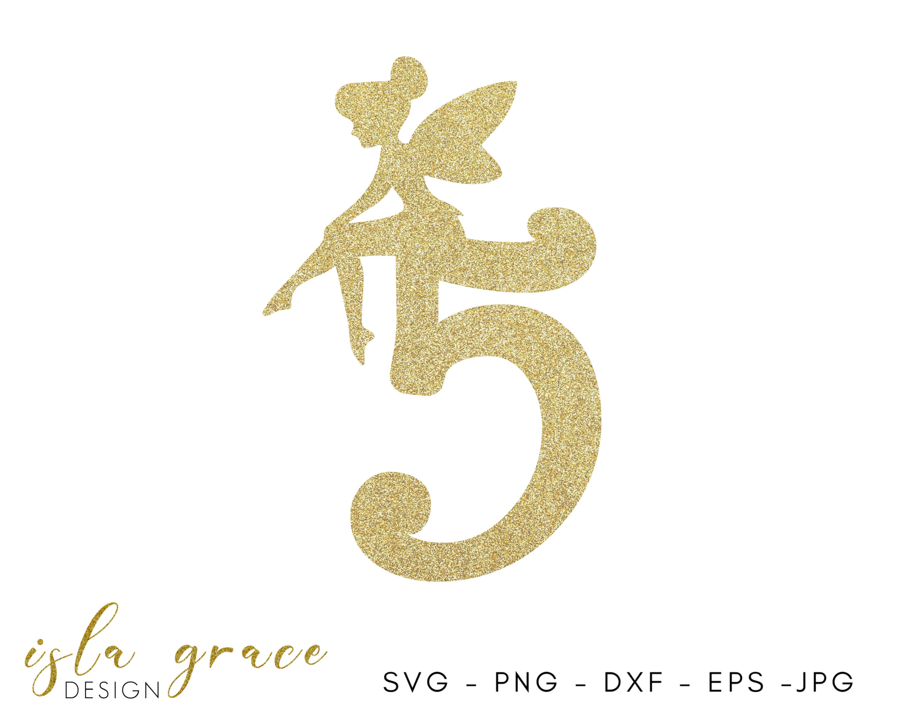 5th Birthday SVG Fairy Number SVG 5th Topper 5th Decal - Etsy