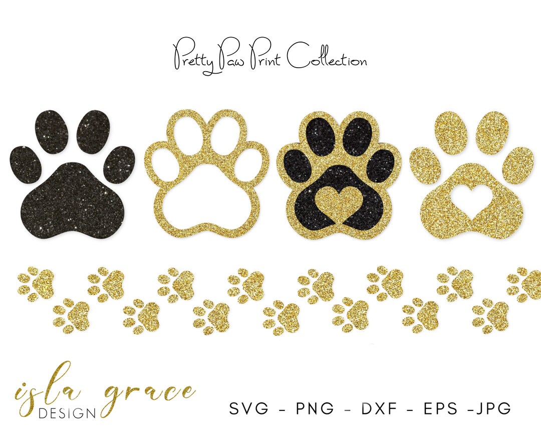 Paw Print SVG, Paw Tracks Cat Print SVG Cut File, Dog Paw Template ...