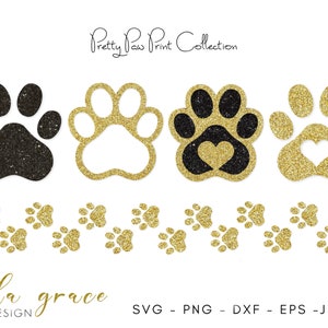 Paw Print SVG, Paw Tracks Cat Print SVG Cut File, Dog Paw Template ...