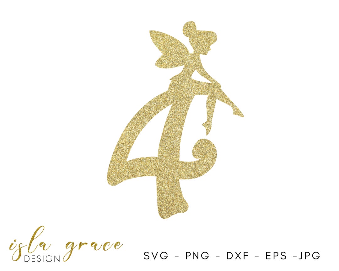 4th Birthday Fairy Number SVG, 4th Topper, 4th Decal, Fairy Birthday ...