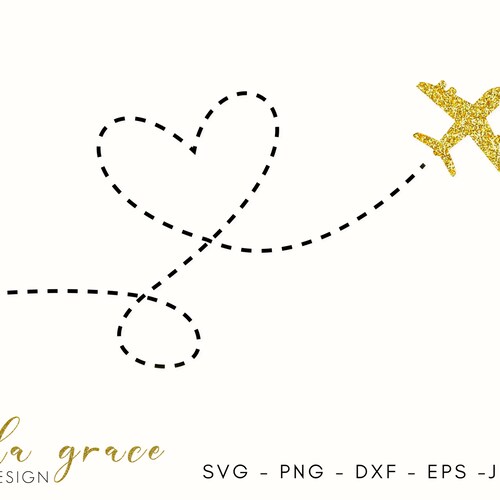 Airplane Route SVG Plane Heart Path Cut File Travelling Love - Etsy