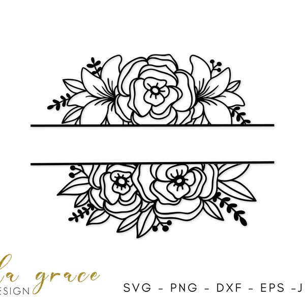 Floral Border Split Svg - Etsy