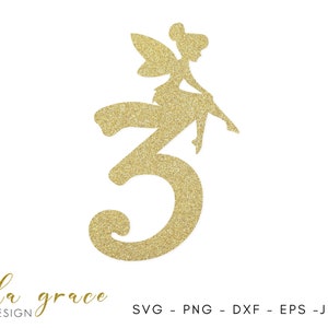3rd Birthday Fairy Number SVG, 3rd Topper, 3rd Decal, Fairy Birthday ...