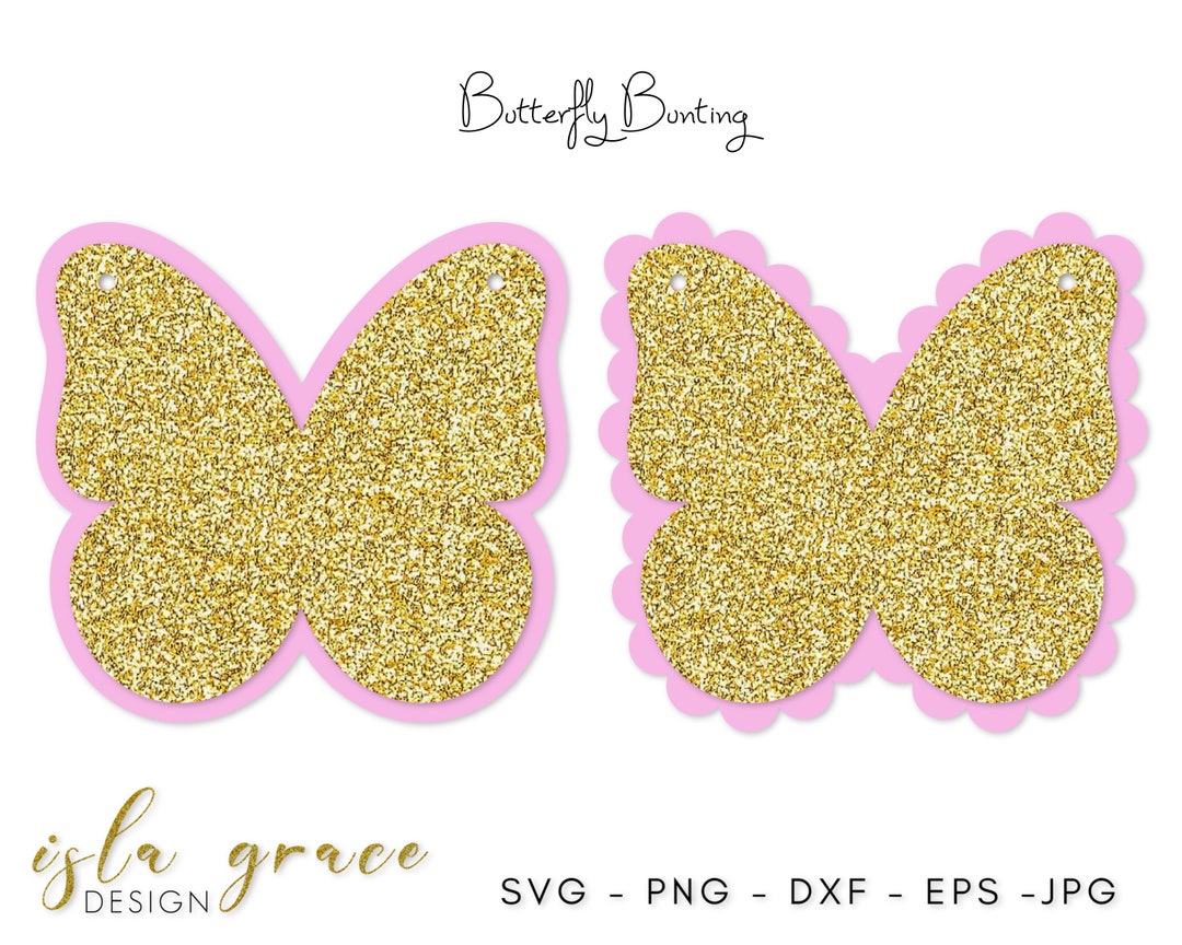 Butterfly Banners SVG Pennant Bunting SVG Template Cut File, Butterfly ...