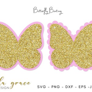 Butterfly Banners SVG Pennant Bunting SVG Template Cut File, Butterfly ...